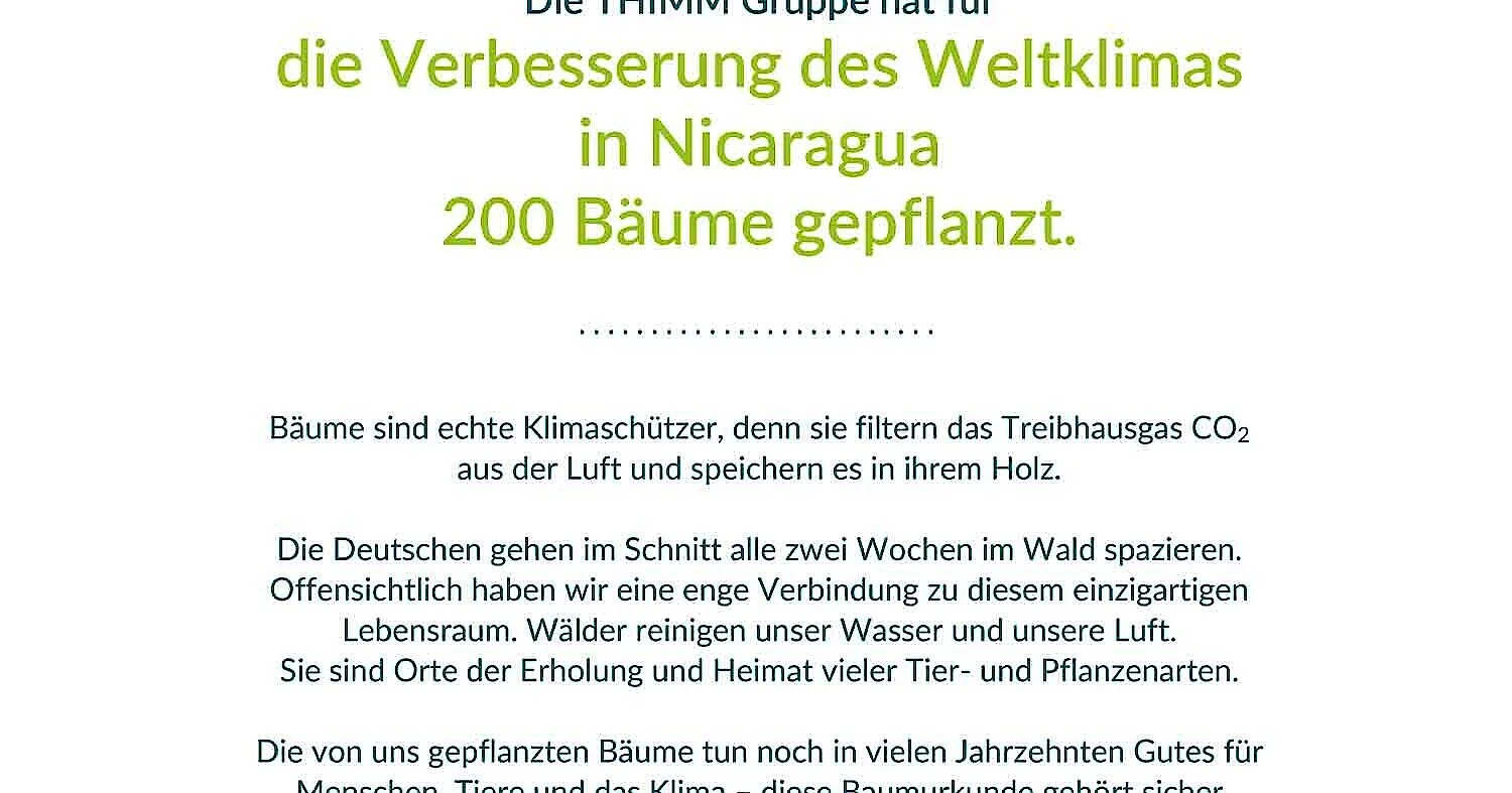 200 Bäume für Baumpflanzaktion in Nicaragua | THIMM